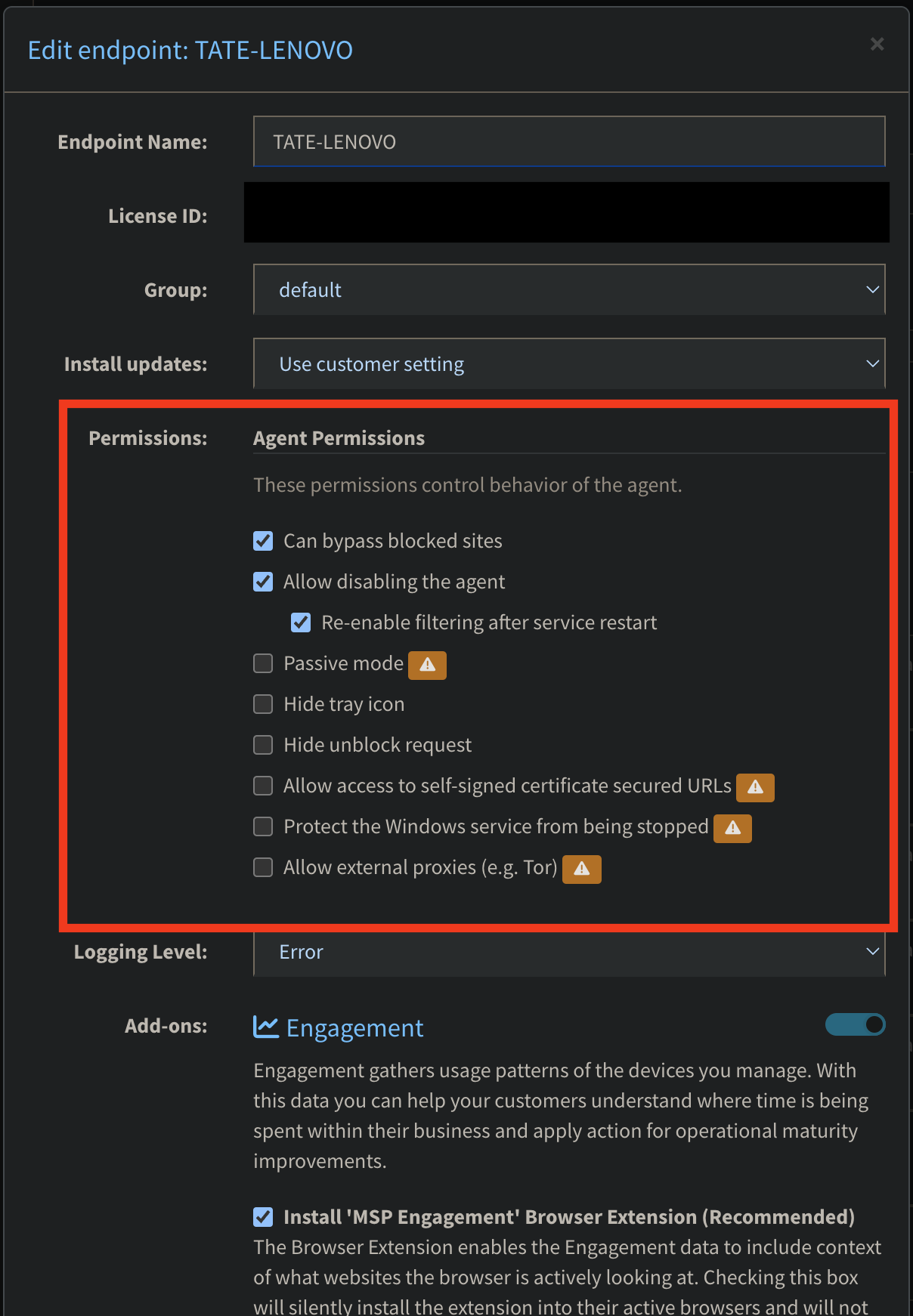 Zorus Agent Group & Endpoint Permissions